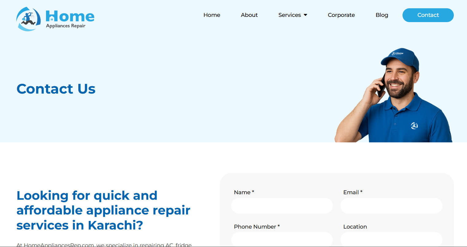 Contact HomeAppliancesRepair | Appliance Repair in Karachi